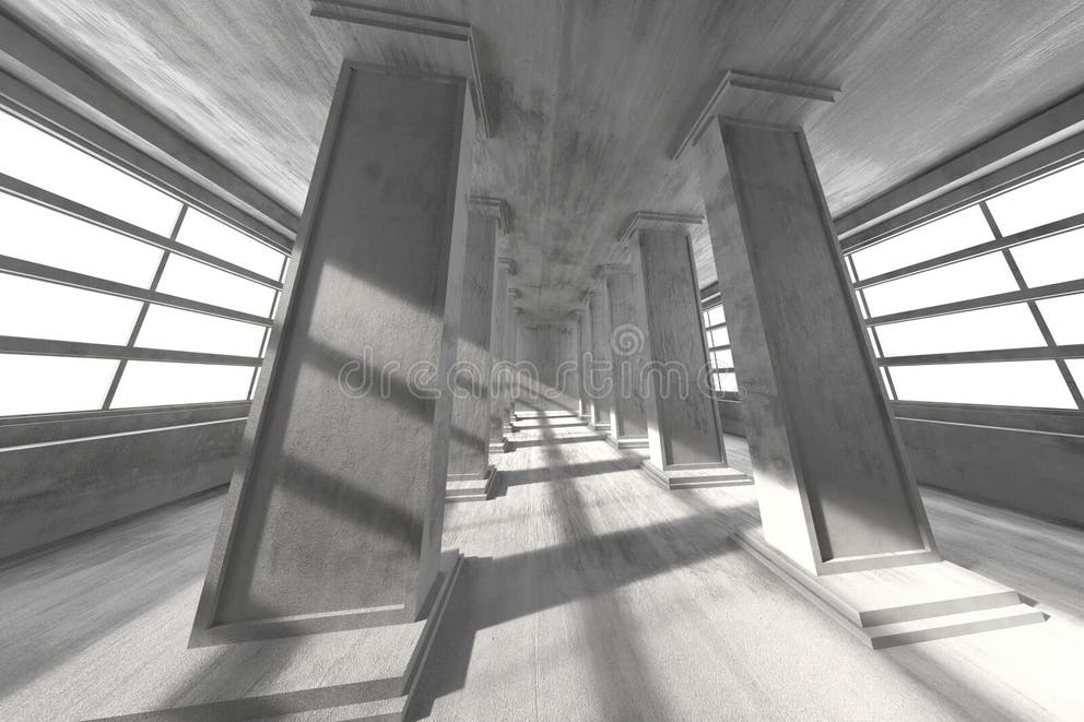 Modern Architectural Design with Concrete Pillars and Sunlight Shadows ...