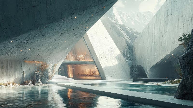 Modern Architectural Design Concrete Structures, Triangular Shapes, and ...