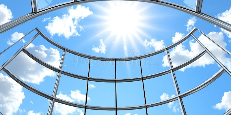 Modern Architectural Design Curved Glass Ceiling with Bright Sunny Sky ...
