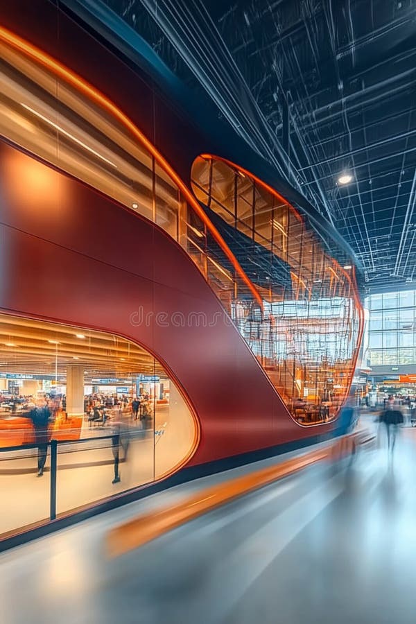 Modern Architectural Design with Curved Lines, Interior, Blurred Motion ...