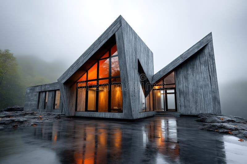 Modern Architectural Design Features Sharp Angles and Large Windows in ...