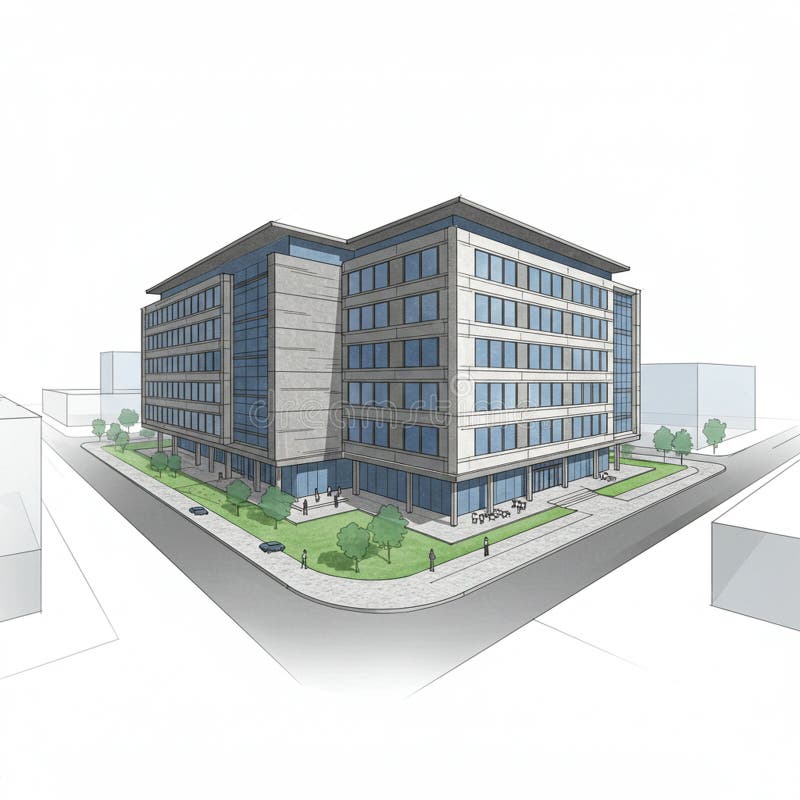 Modern Architectural Design Features a Six-story Office Building on a ...