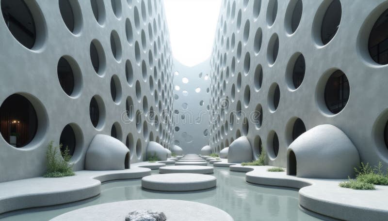 A Modern Architectural Design Featuring a Building with Circular ...