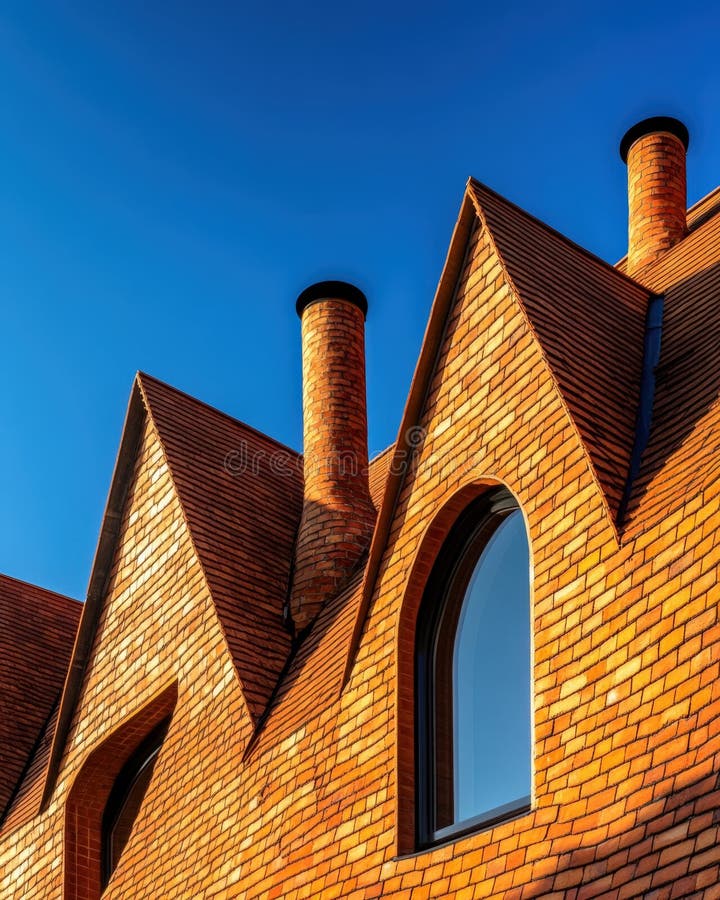 Modern Architectural Design Featuring Geometric Brick Roof Shapes Under ...