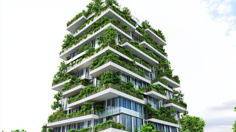 Modern Architectural Design Featuring Green Terraces in an Urban ...