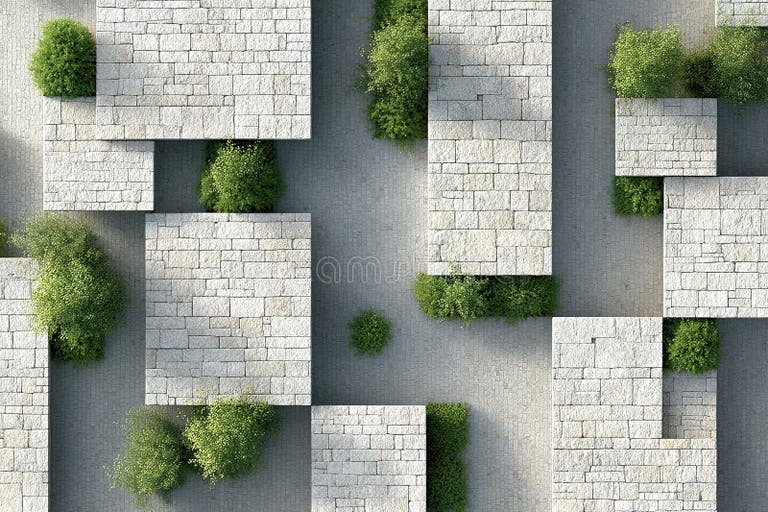 Modern Architectural Design Featuring Interlocking Stone Structures and ...