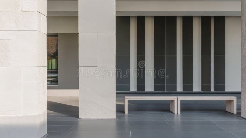 Modern Architectural Design Featuring a Minimalist Bench and Striking ...