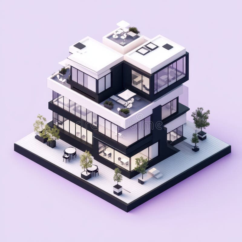 Modern Architectural Design Featuring a Multi-level Building with ...