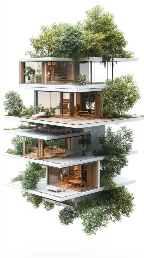 Modern Architectural Design Featuring Multi-level Houses Integrated ...