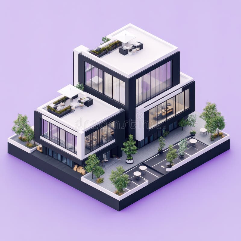 Modern Architectural Design Featuring Multi-level Office Spaces with ...