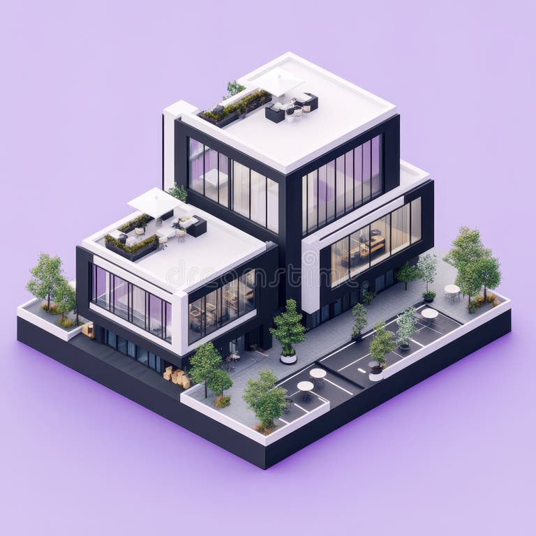 Modern Architectural Design Featuring Multi-level Office Spaces with ...