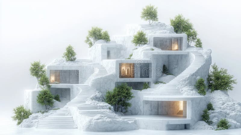 Modern Architectural Design Featuring a Multi-level Structure with ...