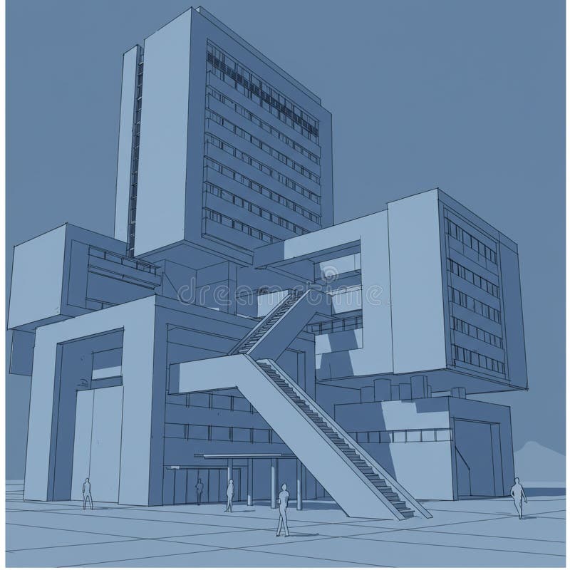 Modern Architectural Design Featuring a Series of Stacked, Rectangular ...