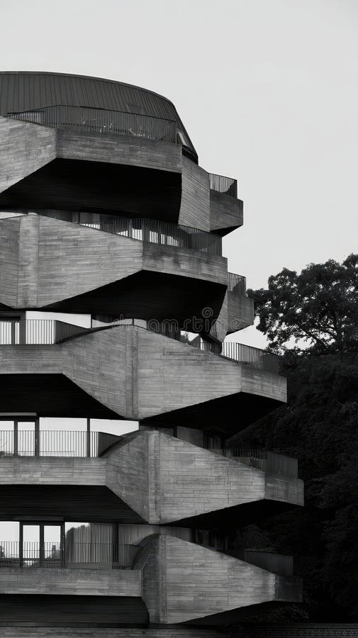 Modern Architectural Design Featuring Spiraled Concrete Structure ...