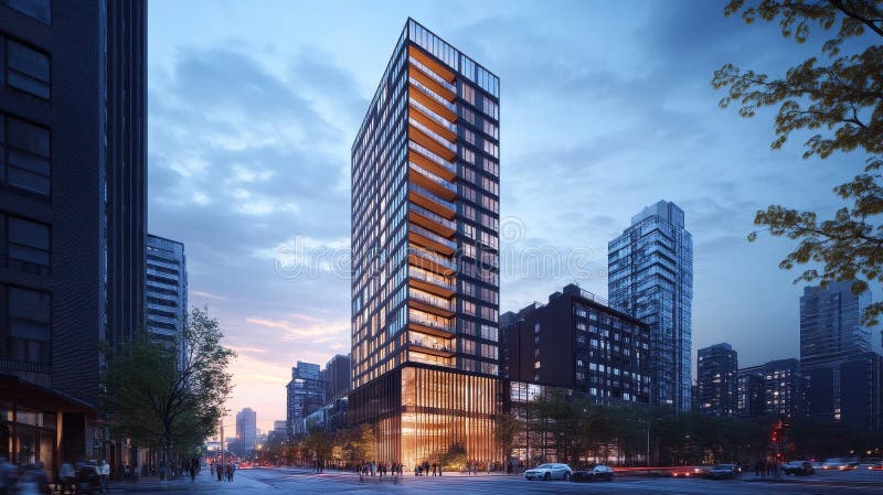 Modern Architectural Design Featuring a Tall Building with Glass ...