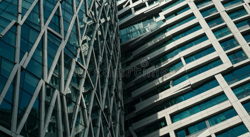 Modern Architectural Design Featuring Two Adjacent High-rise Buildings ...