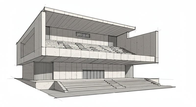 Modern Architectural Design Featuring a Two-story, Rectangular Building ...