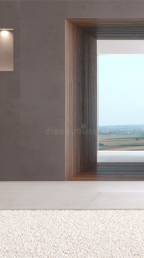 Modern Architectural Design Frames Panoramic Countryside View during ...