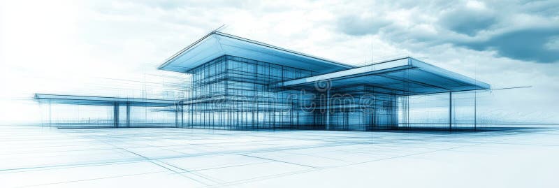 Modern Architectural Design a Futuristic Office Building Blueprint ...