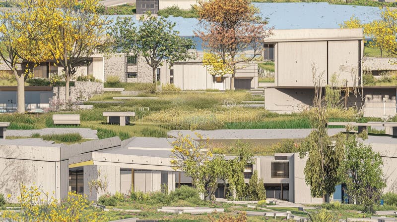 Modern Architectural Design Green Rooftops Sustainable Housing ...