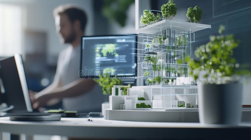 Modern Architectural Design Model Featuring Greenery in a Contemporary ...