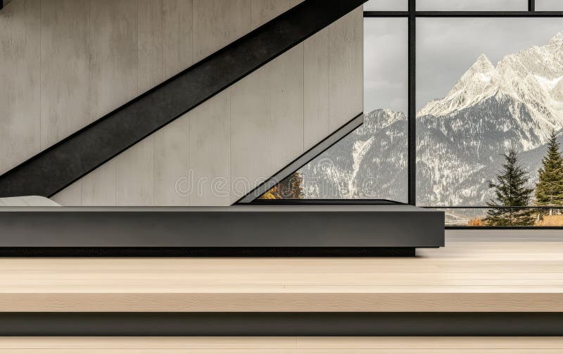 Modern Architectural Design with Mountain View in a Spacious Interior ...