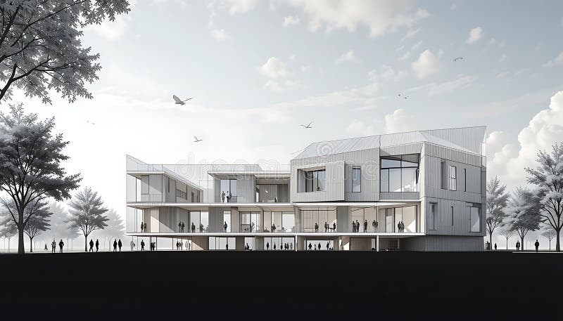 Modern Architectural Design of a Multi-Story Building with Cut-Away ...