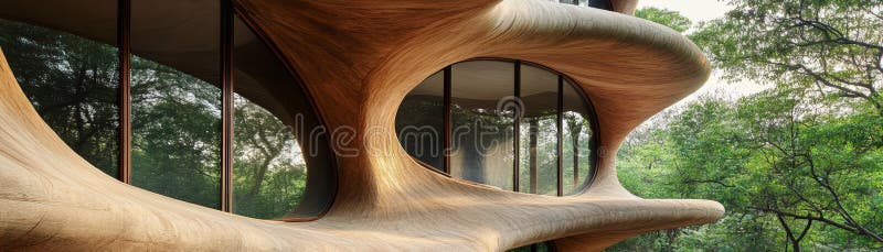Modern Architectural Design with Organic Shapes, Blending Seamlessly ...