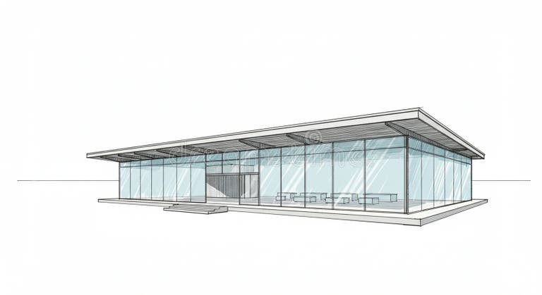 Modern Architectural Design of a Rectangular Building Featuring Large ...