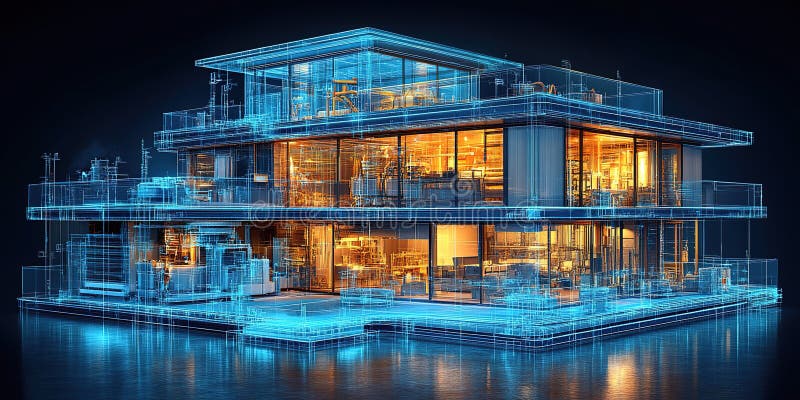 Modern Architectural Design Showcased through a High-tech Wireframe ...