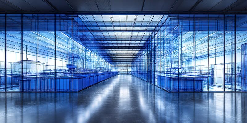 Modern Architectural Design Showcases Intricate Blue Framework in a ...