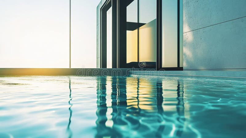 Modern Architectural Design Showcases a Serene Swimming Pool Reflecting ...