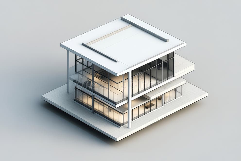 A Modern Architectural Design Showcasing a Multi-level Building with ...
