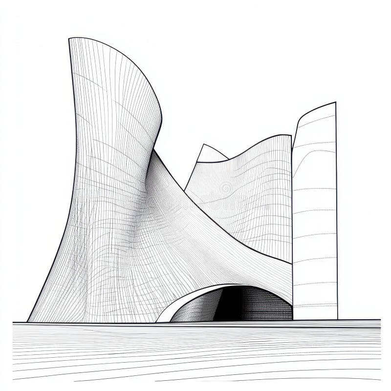 Modern Architectural Design Sketch Abstract Building Lines Curves ...