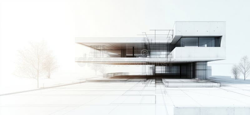 Modern Architectural Design Sketch Showcasing Minimalist Structure with ...