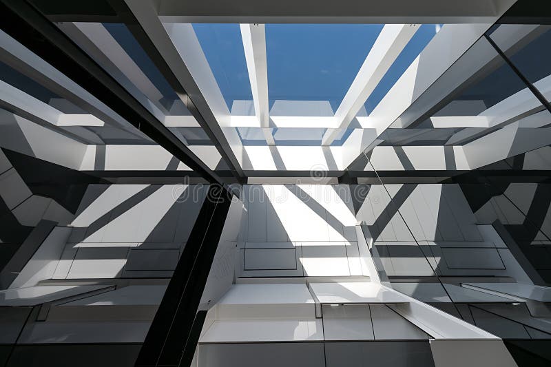 Modern Architectural Design with Skylight and Reflective Surfaces Stock ...