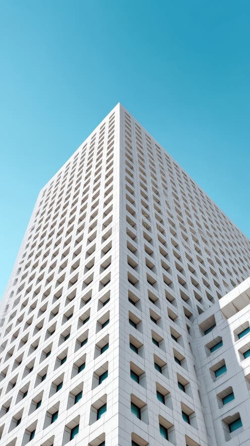 Modern Architectural Design of a Skyscraper Against Clear Sky Stock ...