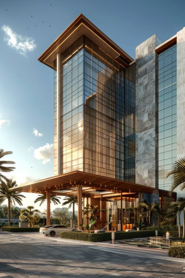 Modern Architectural Design of a Skyscraper Entrance Generated Using AI ...