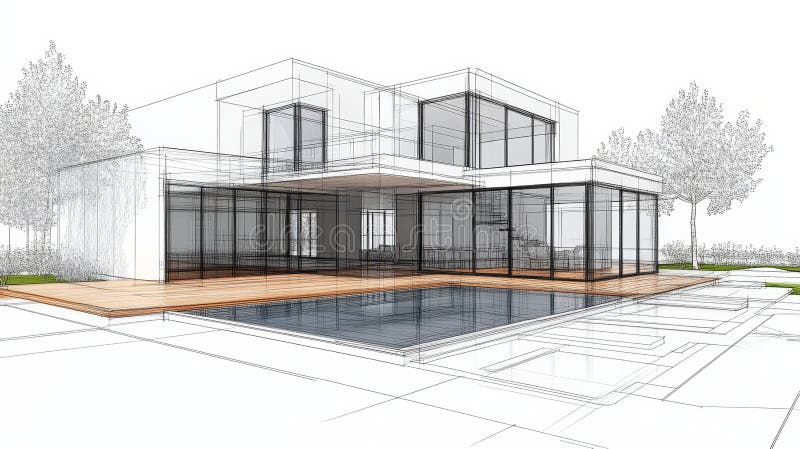 Modern Architectural Design Striking 3D Illustration of a Luxurious ...