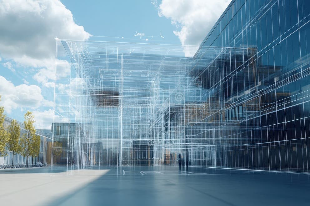 Modern Architectural Design Visualization of a Transparent Building ...