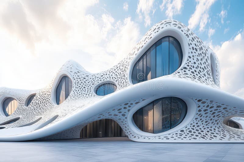 Modern Architectural Design White Building Organic Shapes Stock ...