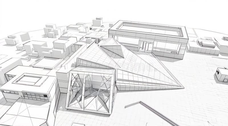 Modern Architectural Design Wireframe Model Cityscape Stock Footage ...