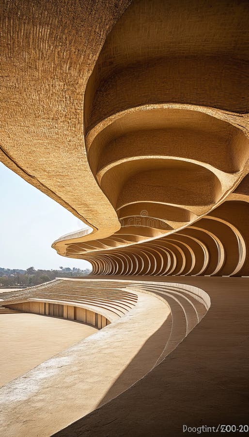 Modern Architectural Detail, Curved Walls, Sunlight, Open Space ...