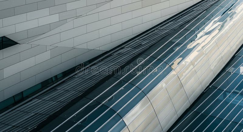 Modern Architectural Detail Featuring Sleek, Metallic Surfaces in Gray ...