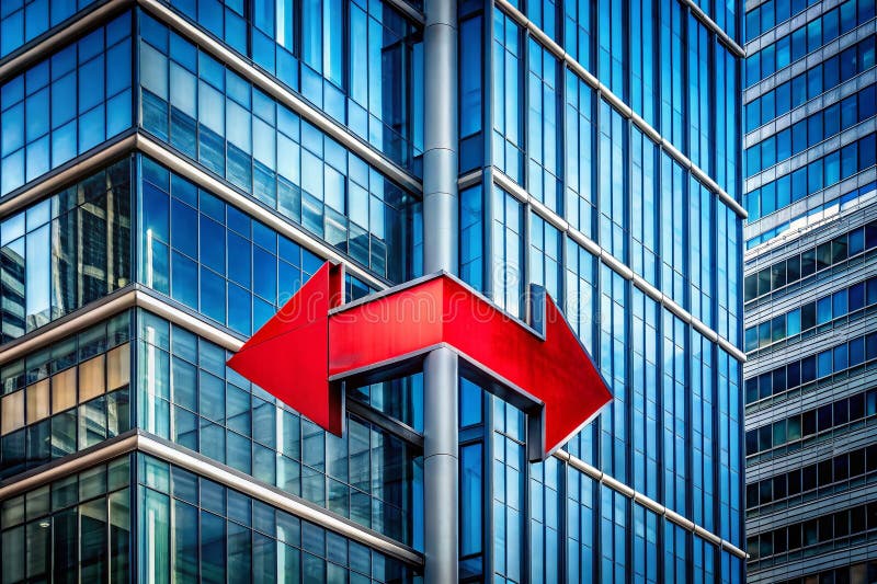 Modern Architectural Directional Signage Double Red Arrows Guide ...