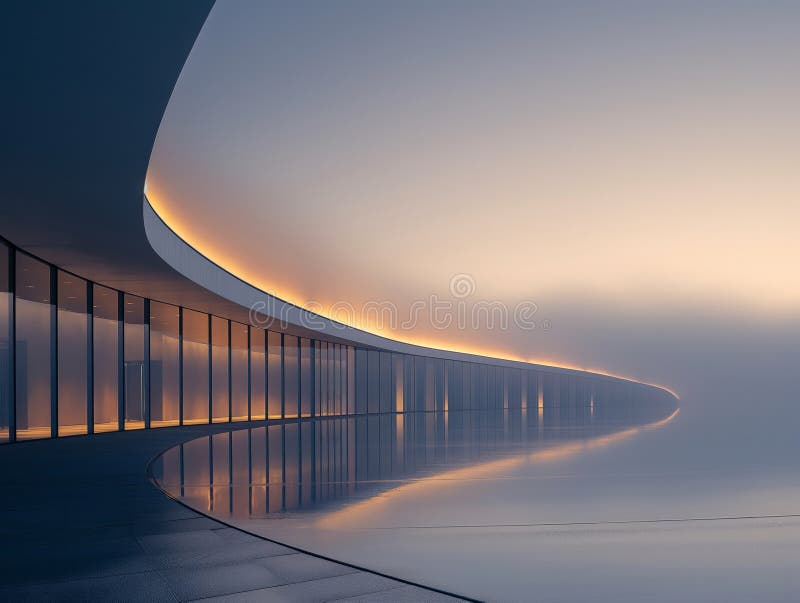 Modern Architectural Elegance at Twilight Stock Image - Image of ...
