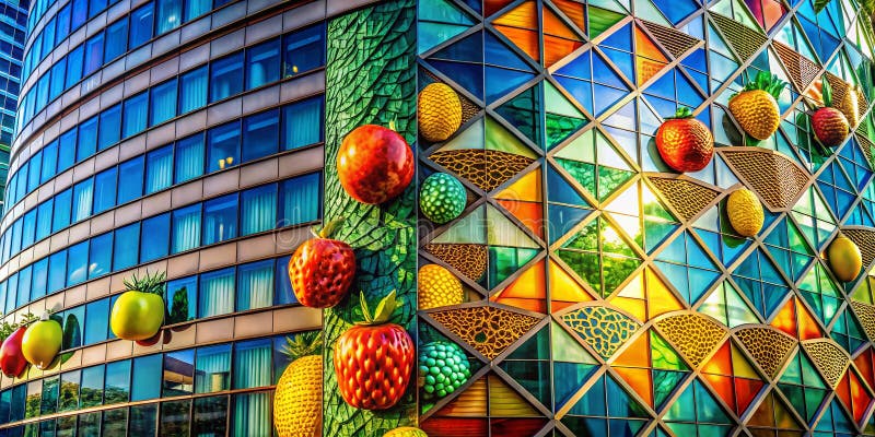 Modern Architectural Facade Design Featuring Intricate Fruit Motifs a ...