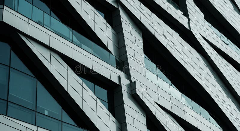 Modern Architectural Facade Featuring a Complex Pattern of Overlapping ...