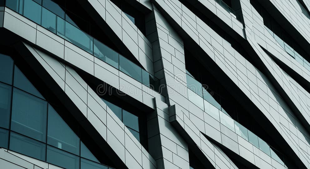 Modern Architectural Facade Featuring a Complex Pattern of Overlapping ...