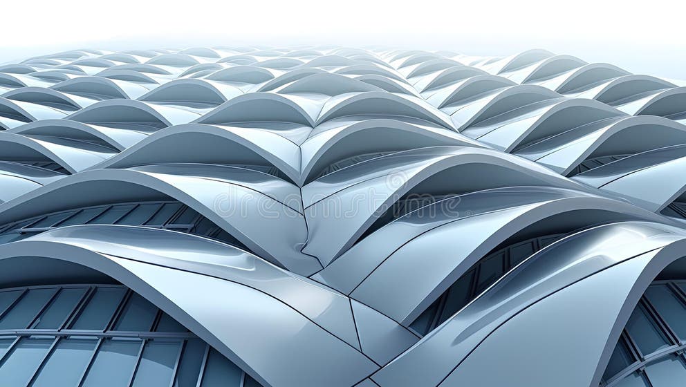 A Modern Architectural Facade with a Series of Wave-like Panels Stock ...